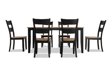 Blake 7 Piece Black & Natural Extendable Dining Set | Bob's Discount ...