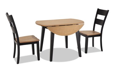 Blake 3 Piece Black & Natural Round Extendable Dining Set | Bob's ...