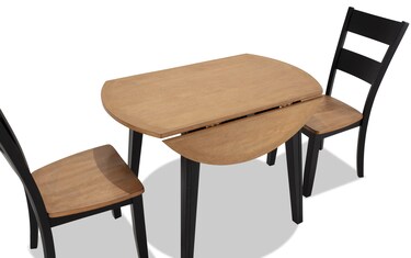 Blake 3 Piece Black & Natural Round Extendable Dining Set | Bob's ...