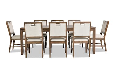 Brookline 9 Piece Brown & White Upholstered Dining Set | Bob's Discount ...