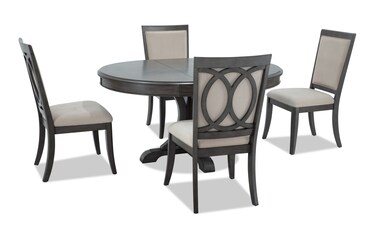 Coco II 5 Piece Gray & Beige Upholstered Oval Dining Set | Bob's ...