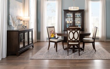 Coco II 5 Piece Cherry & Beige Upholstered Oval Dining Set | Bob's ...