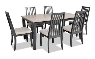 Blake 7 Piece Gray & Graphite Upholstered Dining Set | Bob's Discount ...
