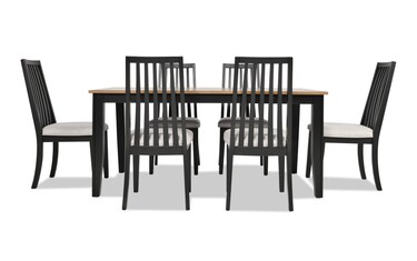 Blake 7 Piece Black & Natural Upholstered Dining Set | Bob's Discount ...