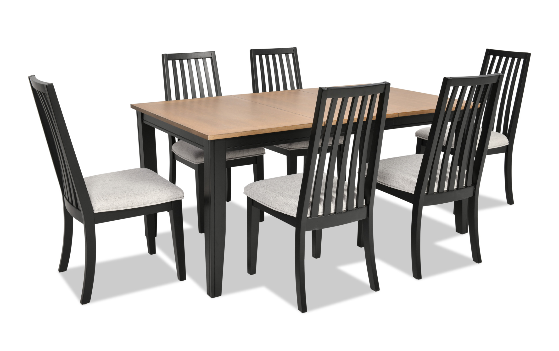 Blake 7 Piece Black & Natural Upholstered Dining Set | Bob's Discount ...