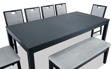 Brookline 8 Piece Black & White Upholstered Dining Set with Storage ...