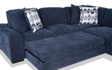 Playground Navy 145'' 4 Piece Right Arm Facing Pop-Up Sleeper Chaise ...