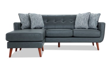 Bettie Charcoal Faux Leather 86'' Chofa, Chair & Storage Ottoman | Bob ...