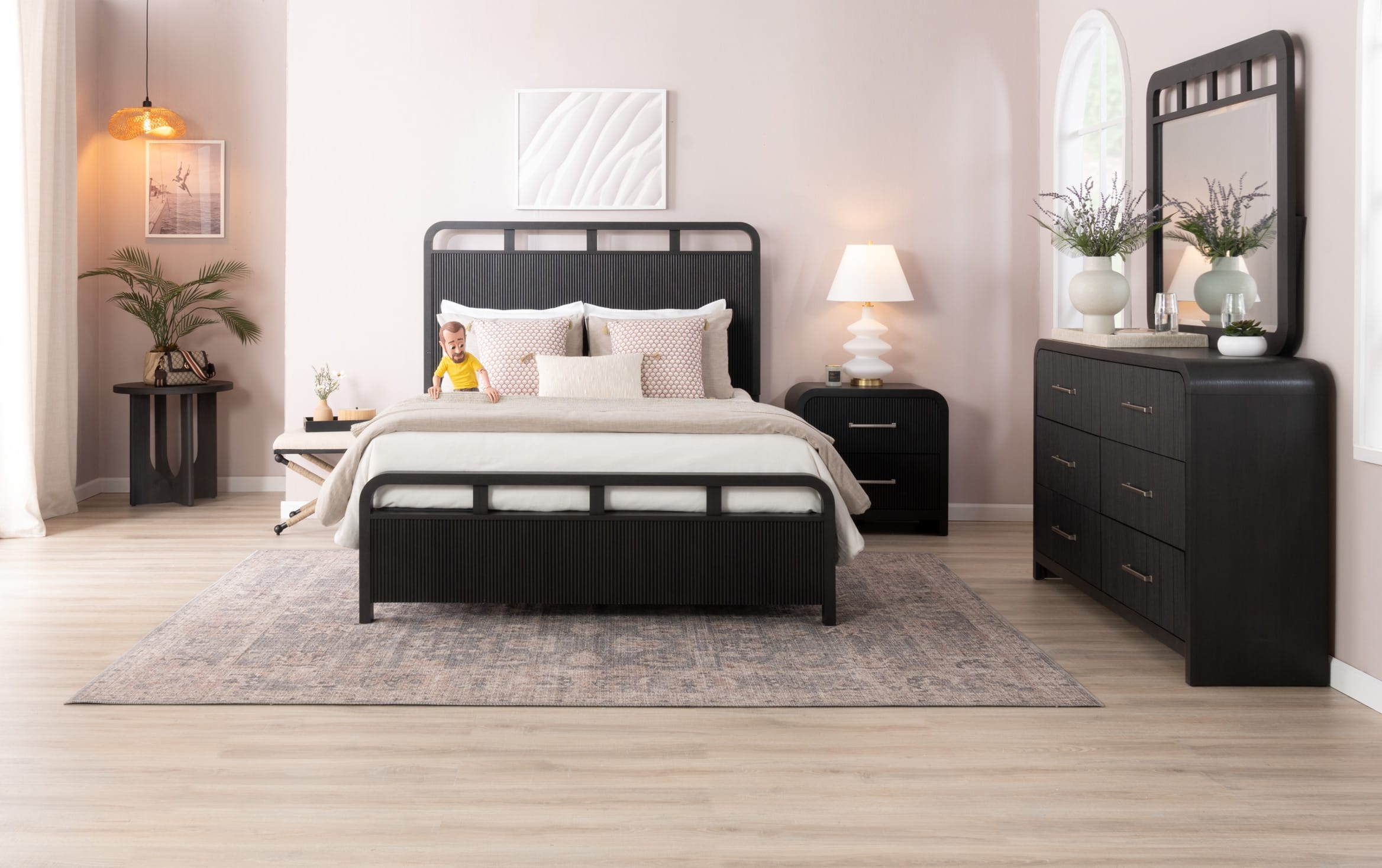 Cascade 4 Piece Queen Black Panel Bedroom Set | Bob's Discount ...