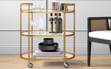 Alice Brass Bar Cart | Bob's Discount Furniture & Mattress Store