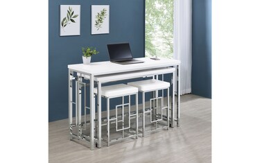 Highland Park 4 Piece White Faux Leather Nesting Counter Height Dining ...