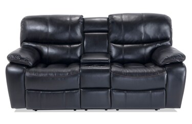 Avenger Black Power Reclining Console Loveseat | Bob's Discount ...