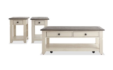 Laurel White Gray Storage Coffee 2 Chairside Table Set Bob s Discount Furniture Mattress Store