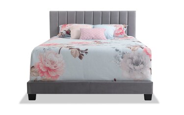 Emerson Queen Charcoal Upholstered Panel Bed Bob s Discount Furniture Mattress Store
