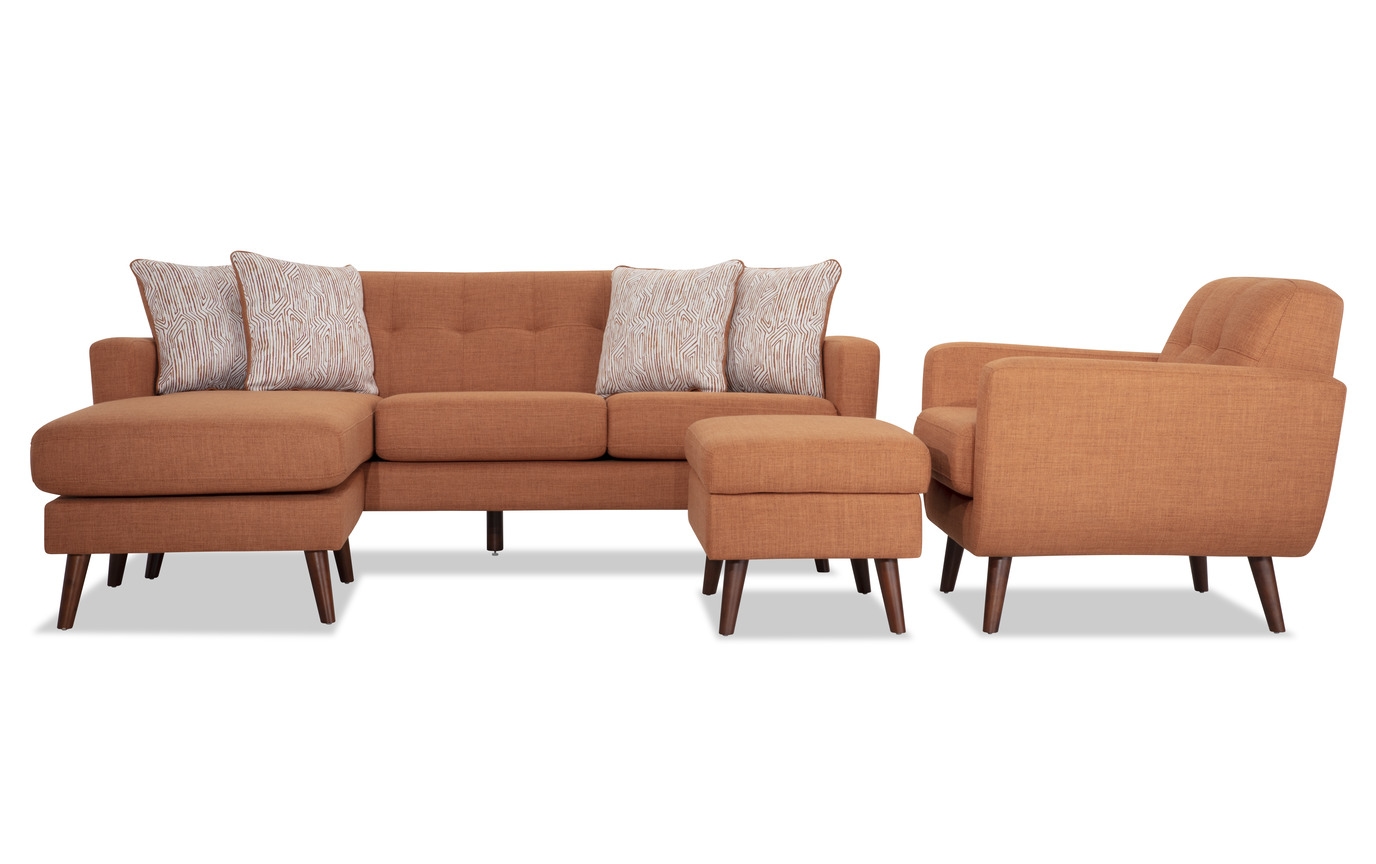 Bettie Russet 86'' Chofa, Chair, & Storage Ottoman | Bob's Discount ...