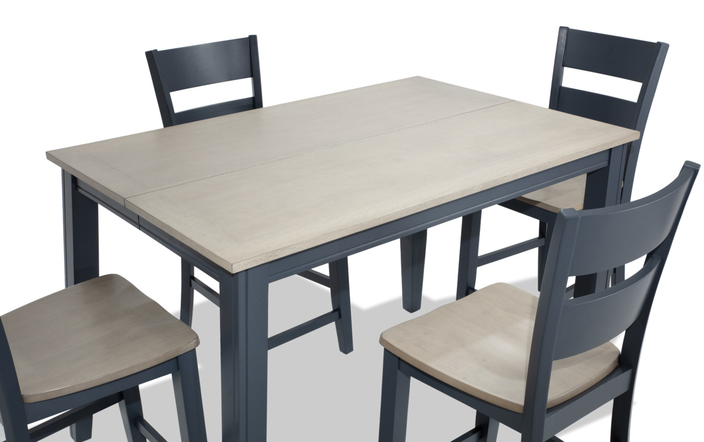 Blake 5 Piece Gray & Graphite Extendable Counter Height Dining Set ...
