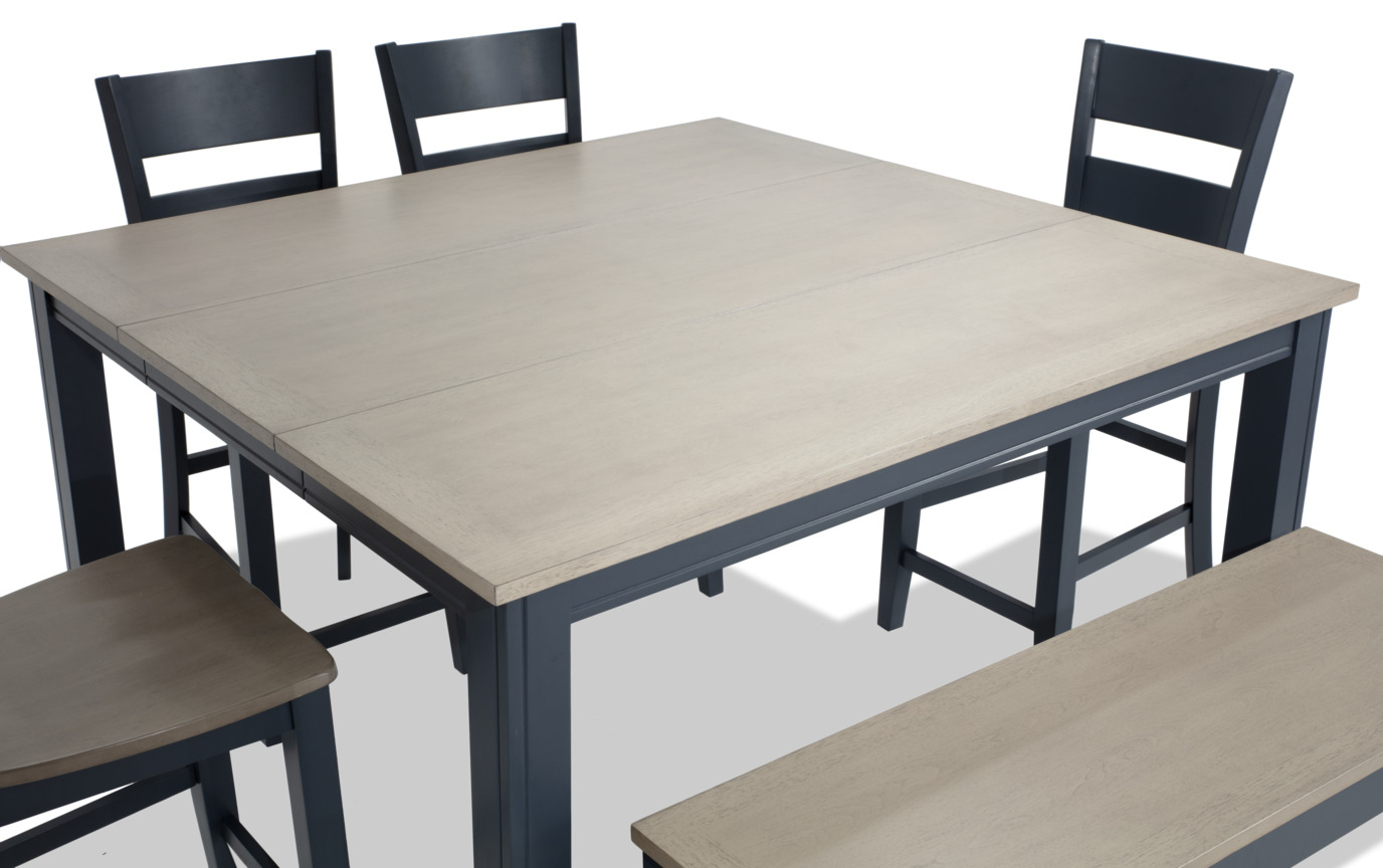 Blake 6 Piece Gray & Graphite Extendable Counter Height Dining Set with ...