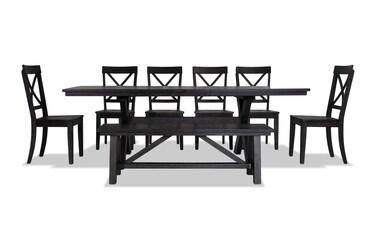 Blake Gray & White 6 Piece Dining Set with Storage Bench | Bob's ...