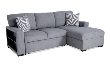 Playday Gray 93 2 Piece Right Arm Facing Pop Up Sleeper Chaise Sectional with USB USB C Ports