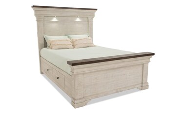 Beaumont 5 Piece King White & Gray Platform Storage Bedroom Set | Bob's ...