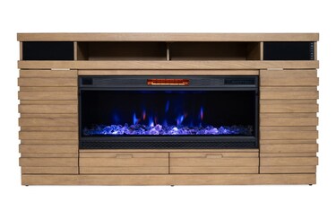 Sonoma 74.6 Natural Fully Assembled Electric Fireplace and TV Stand Bob s Discount Furniture Mattress Store