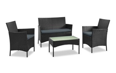 Lennox 4 Piece Gray Wicker Outdoor Dining Set Bob s Discount Furniture Mattress Store